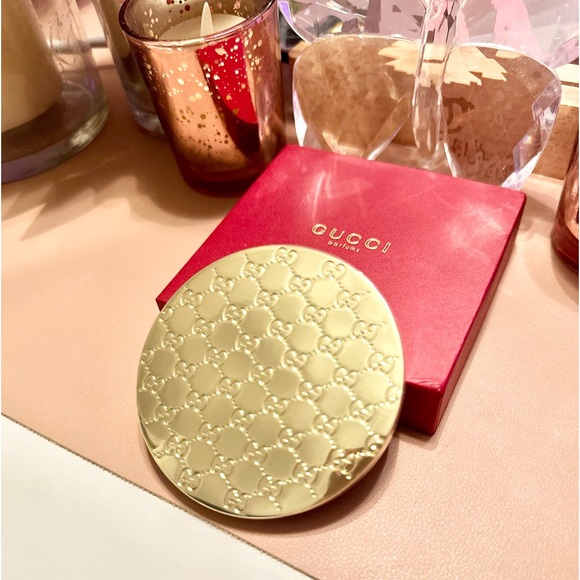 Gucci | Makeup | Gucci Gold Monogram Compact Makeup Mirror | Poshmark